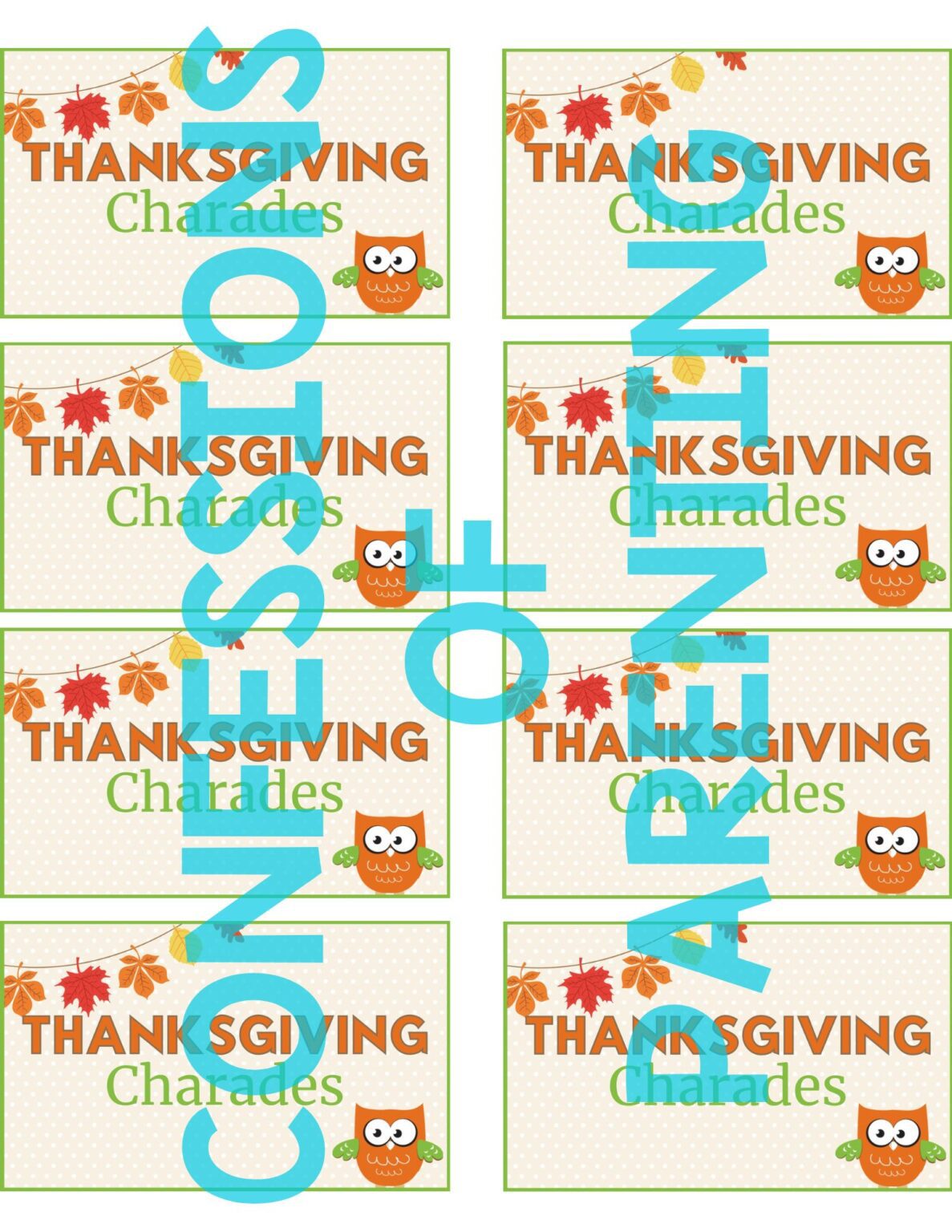 Awesome Thanksgiving Charades Printable [200 Ideas]