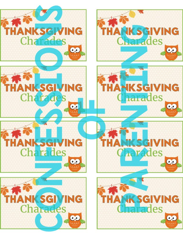 Awesome Thanksgiving Charades Printable [200 Ideas]