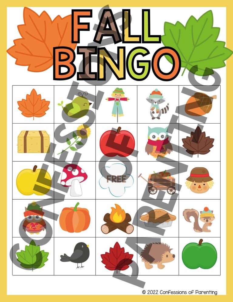 Free Fall Bingo Printable for Kids and Families