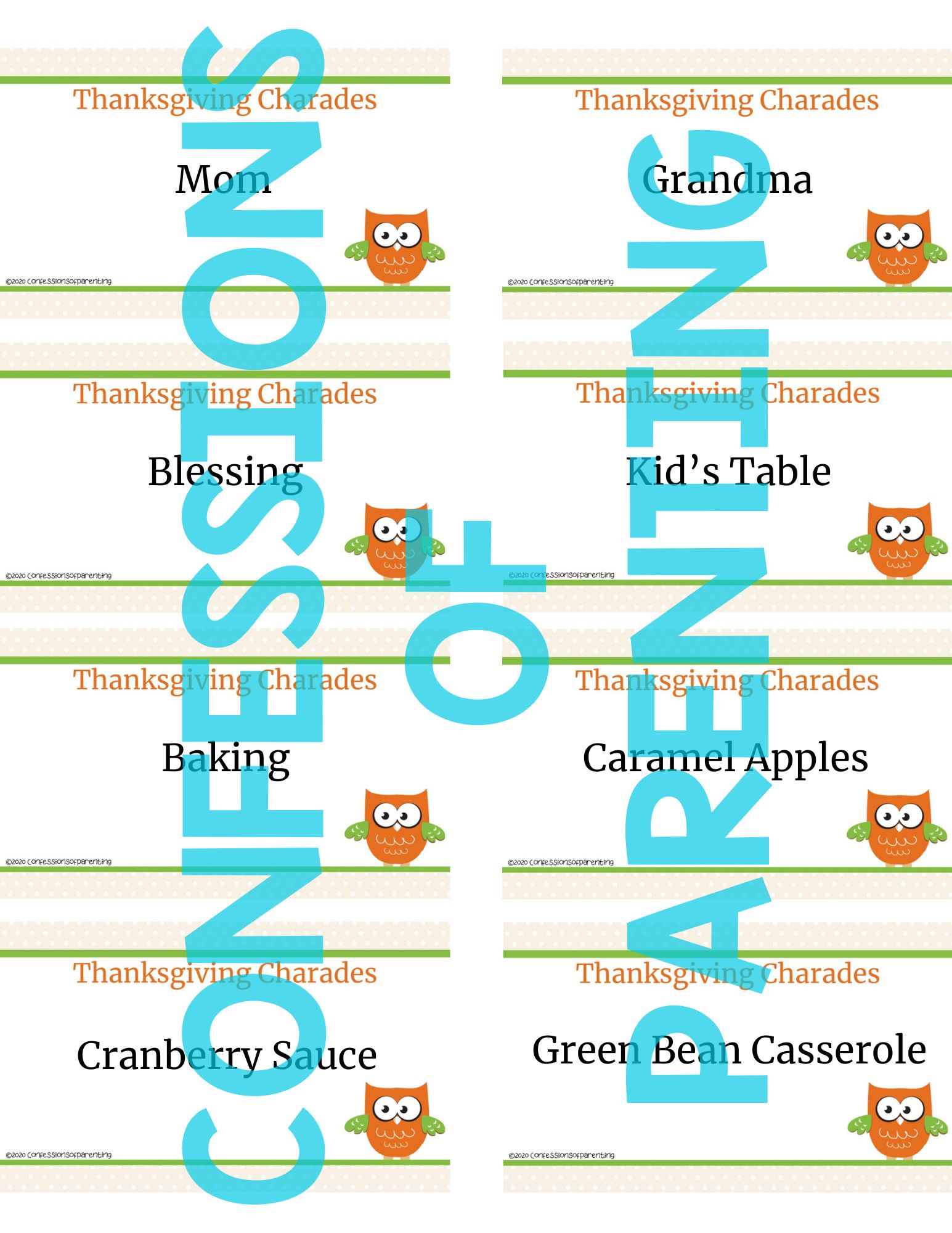 Awesome Thanksgiving Charades Printable [200 Ideas]