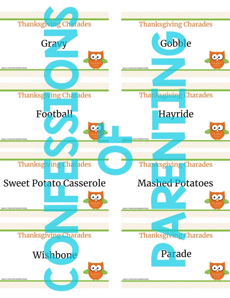 Awesome Thanksgiving Charades Printable [200 Ideas]