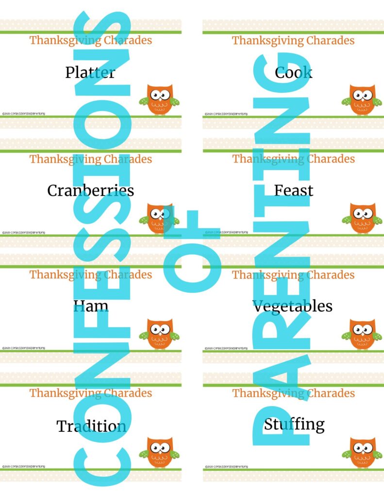 Awesome Thanksgiving Charades Printable [200 Ideas]