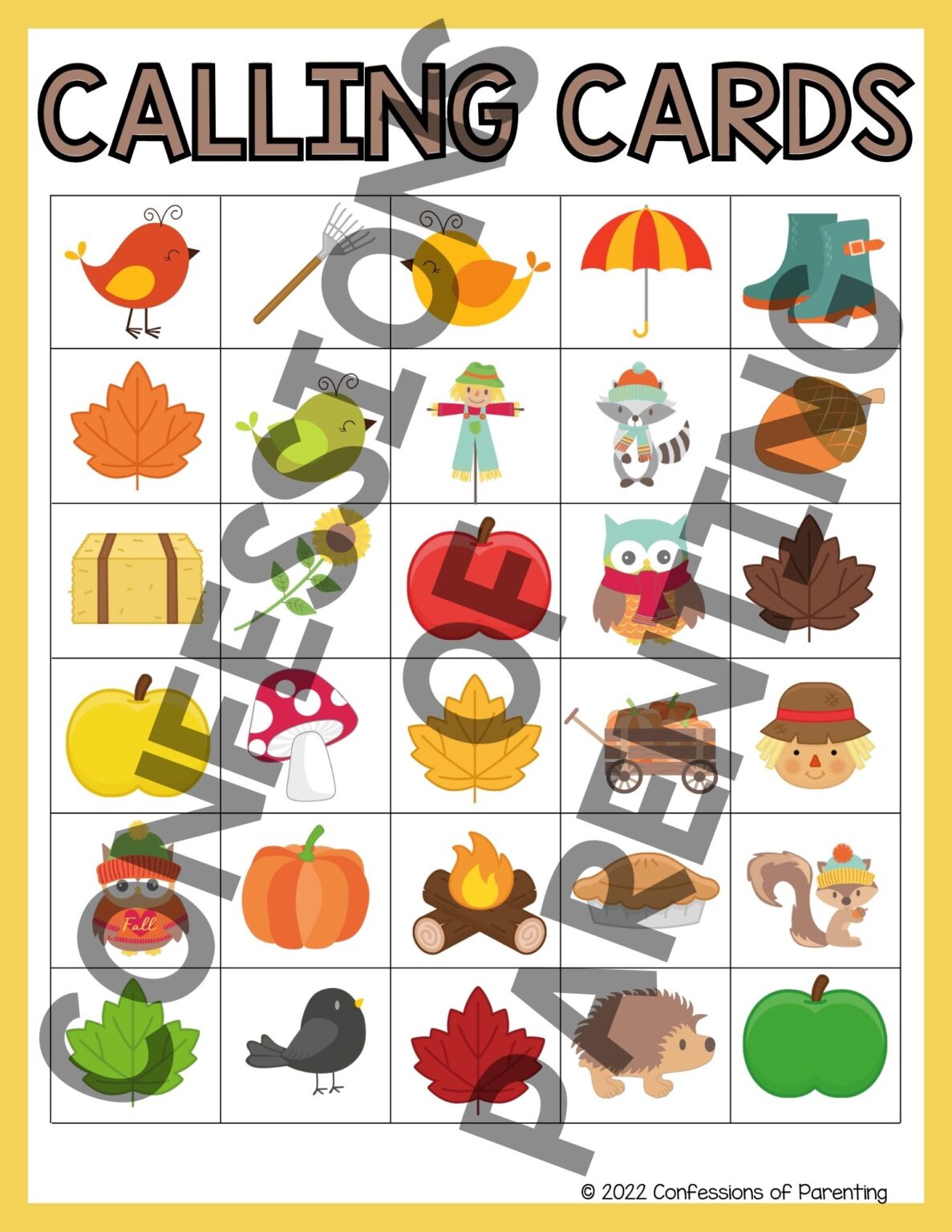 Fall Bingo Free Printable