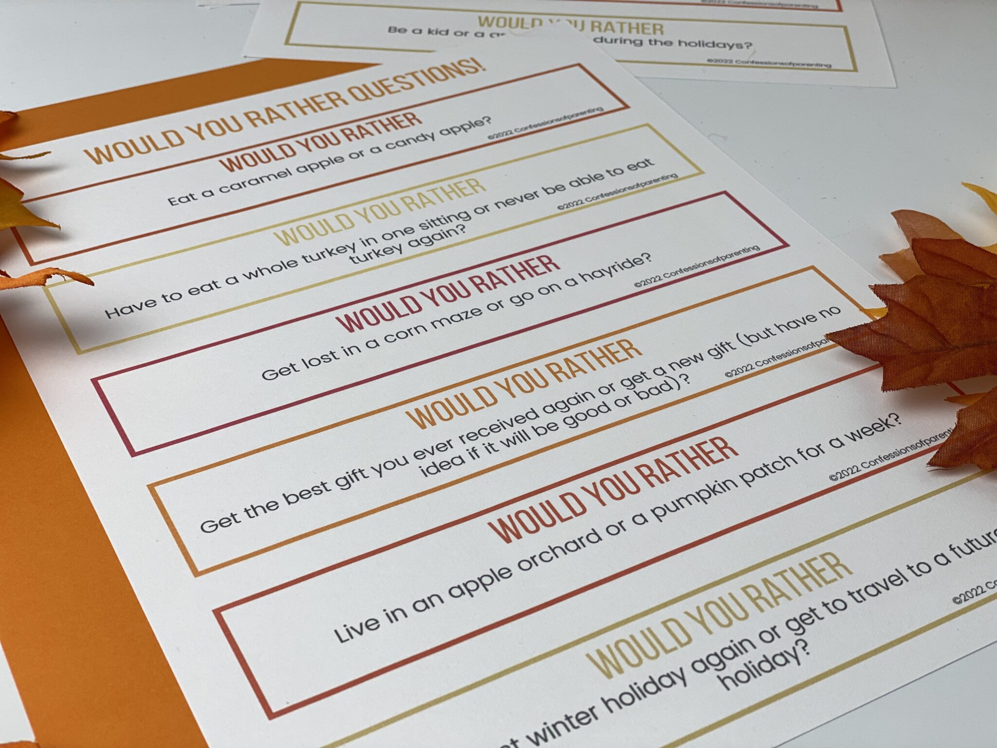 100 Fun Fall Would You Rather Questions - Confessions of Parenting- Fun ...