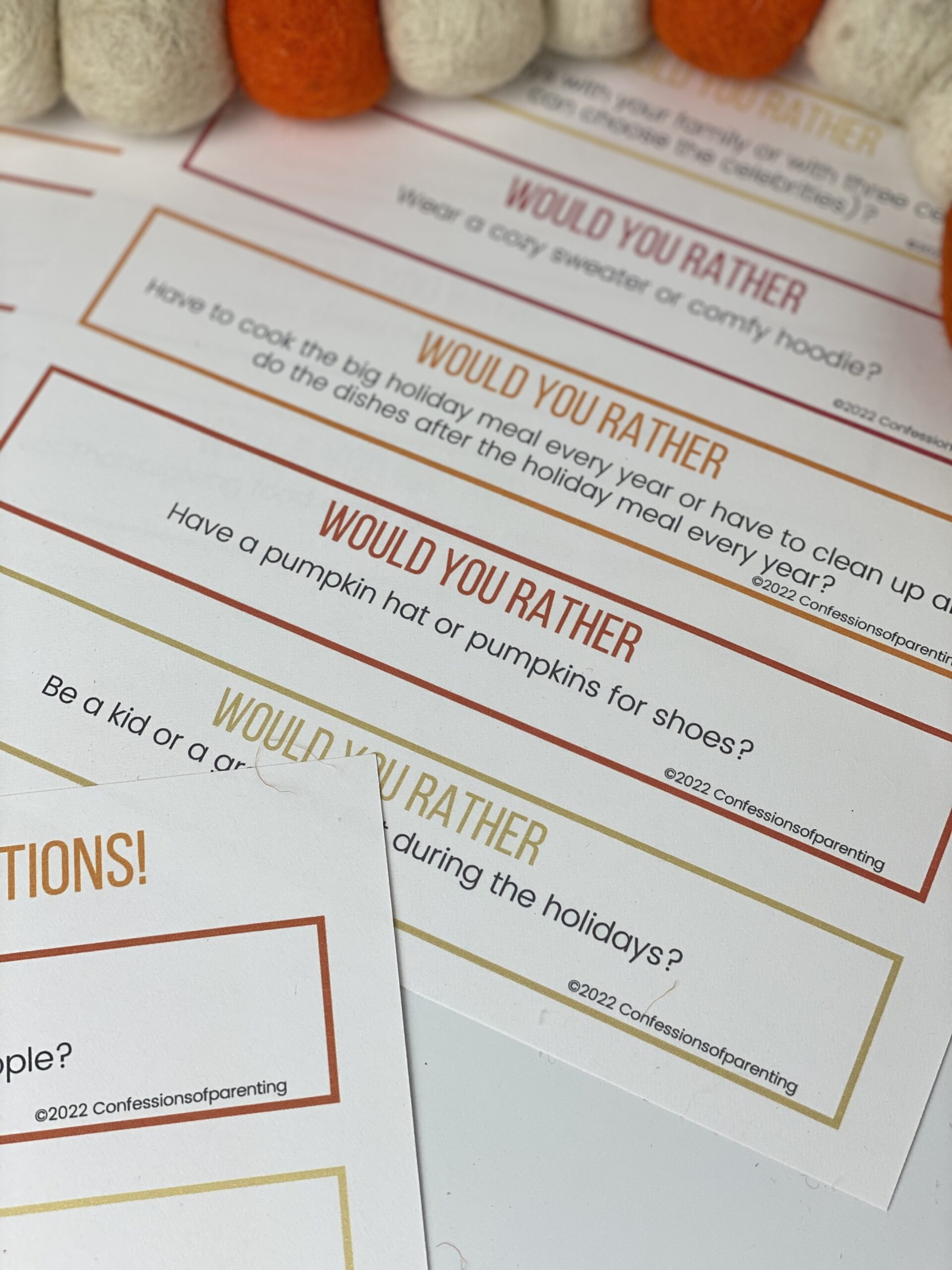 100 Fun Fall Would You Rather Questions - Confessions of Parenting- Fun ...