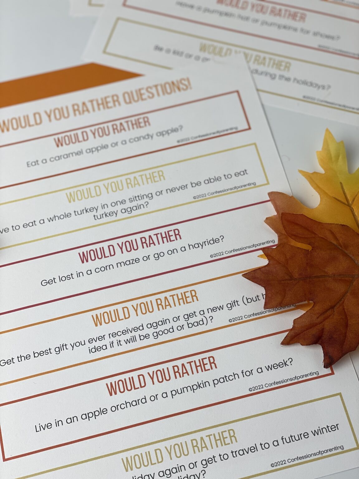 100 Fun Fall Would You Rather Questions - Confessions of Parenting- Fun ...