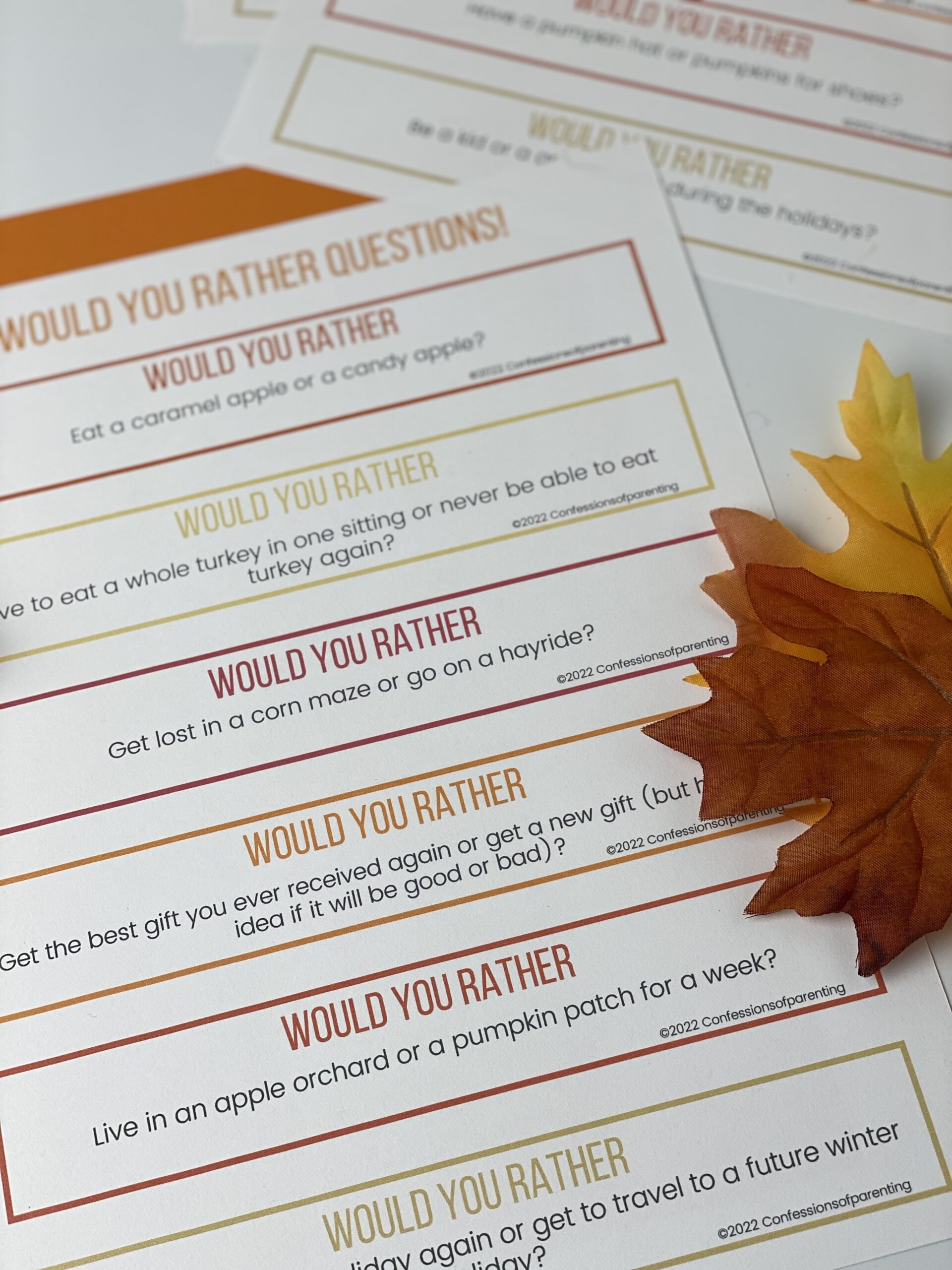 100 Fun Fall Would You Rather Questions - Confessions of Parenting- Fun ...