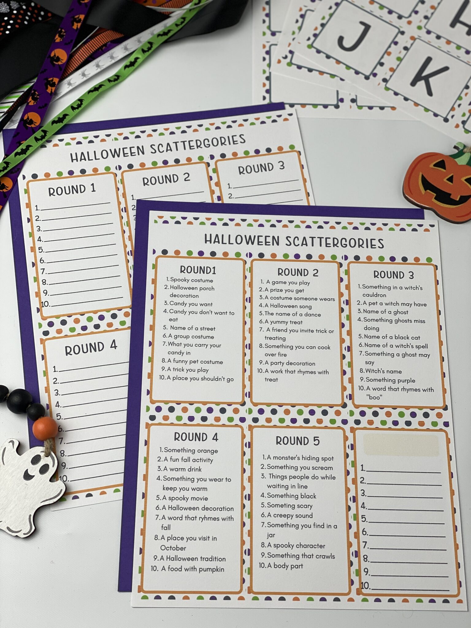 Spooky Halloween Scattergories Printable