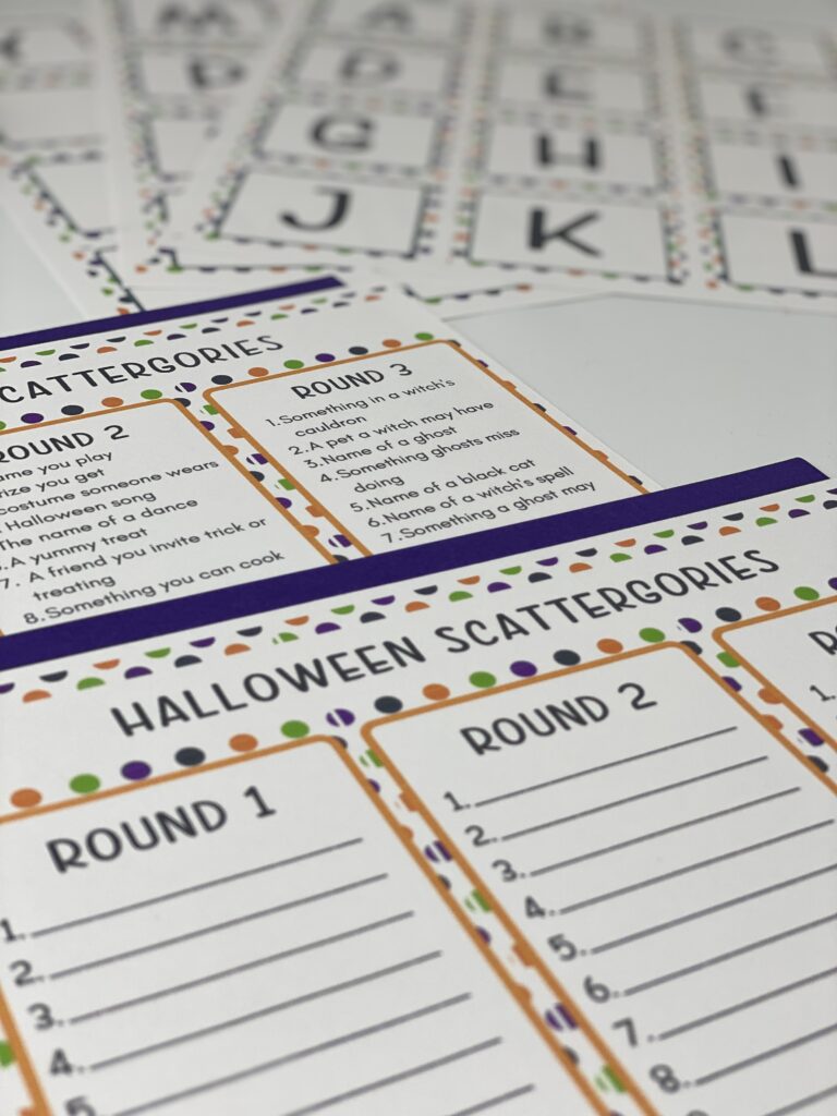 Spooky Halloween Scattergories Printable