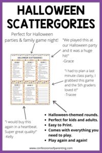 Spooky Halloween Scattergories Printable