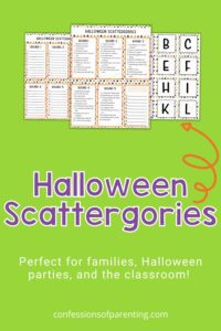 Spooky Halloween Scattergories Printable