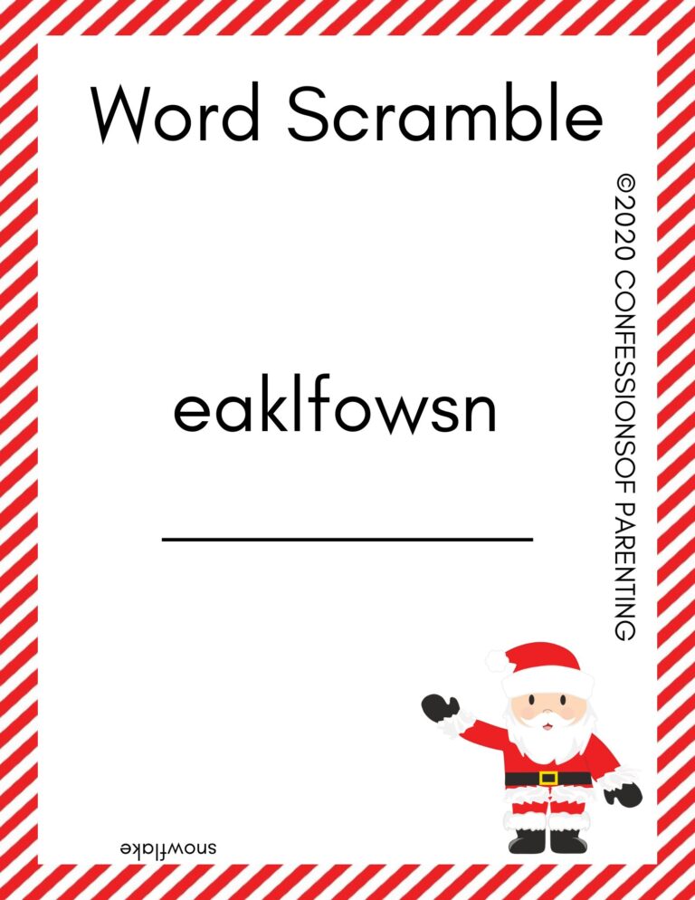 Classic Christmas Word Scramble- Free Printable