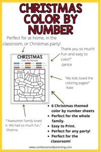 Christmas Color By Number Worksheets