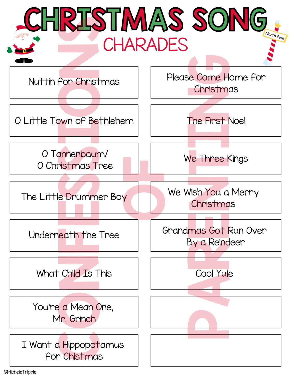 94 Festive Christmas Song Charades