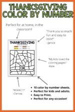 Thanksgiving Color By Number Sheets