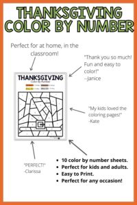 Thanksgiving Color By Number Sheets