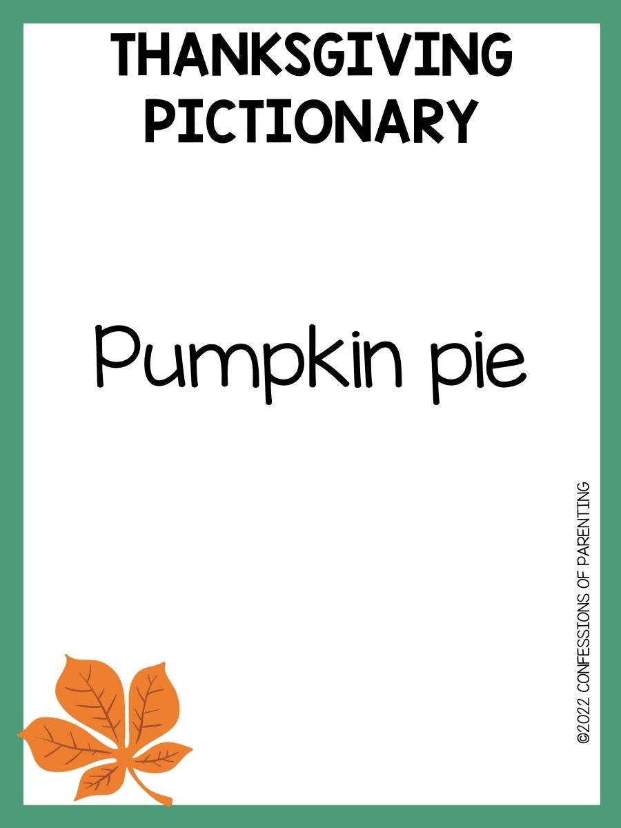 Thanksgiving Pictionary Printable