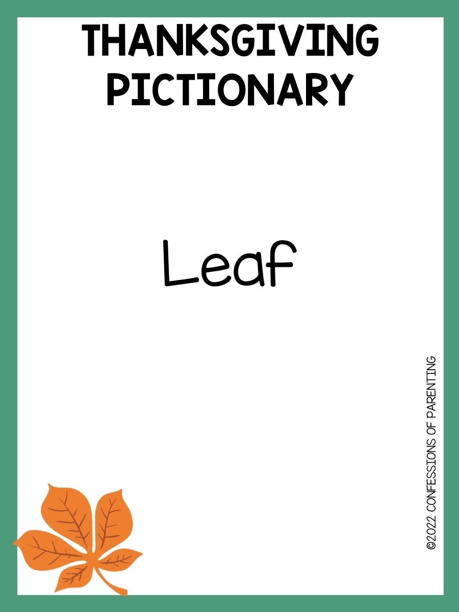 Thanksgiving Pictionary Printable