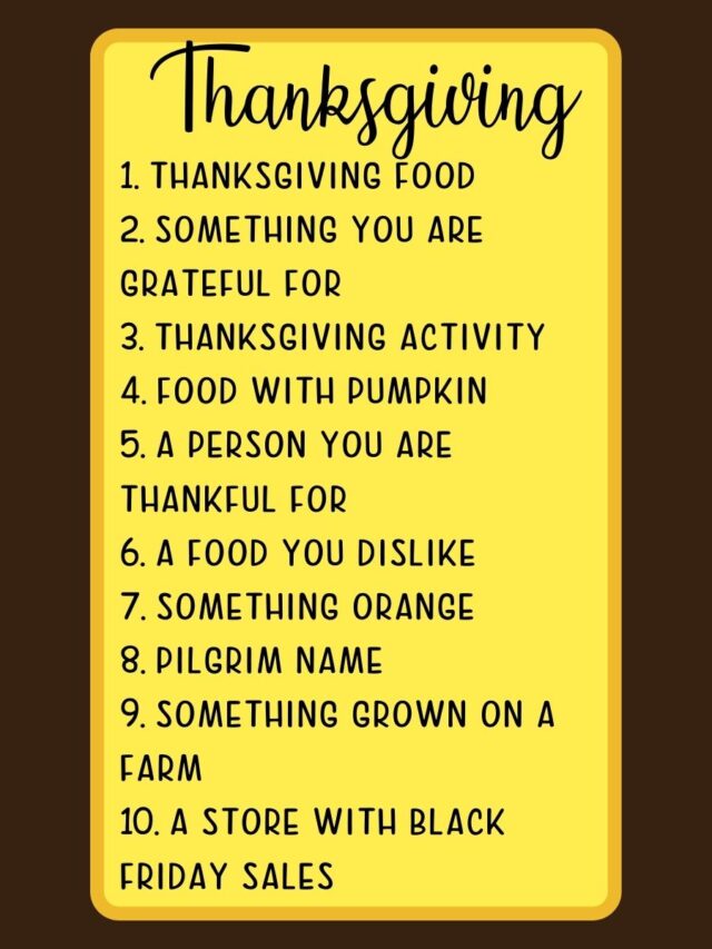 Free Thanksgiving Scattergories Printable