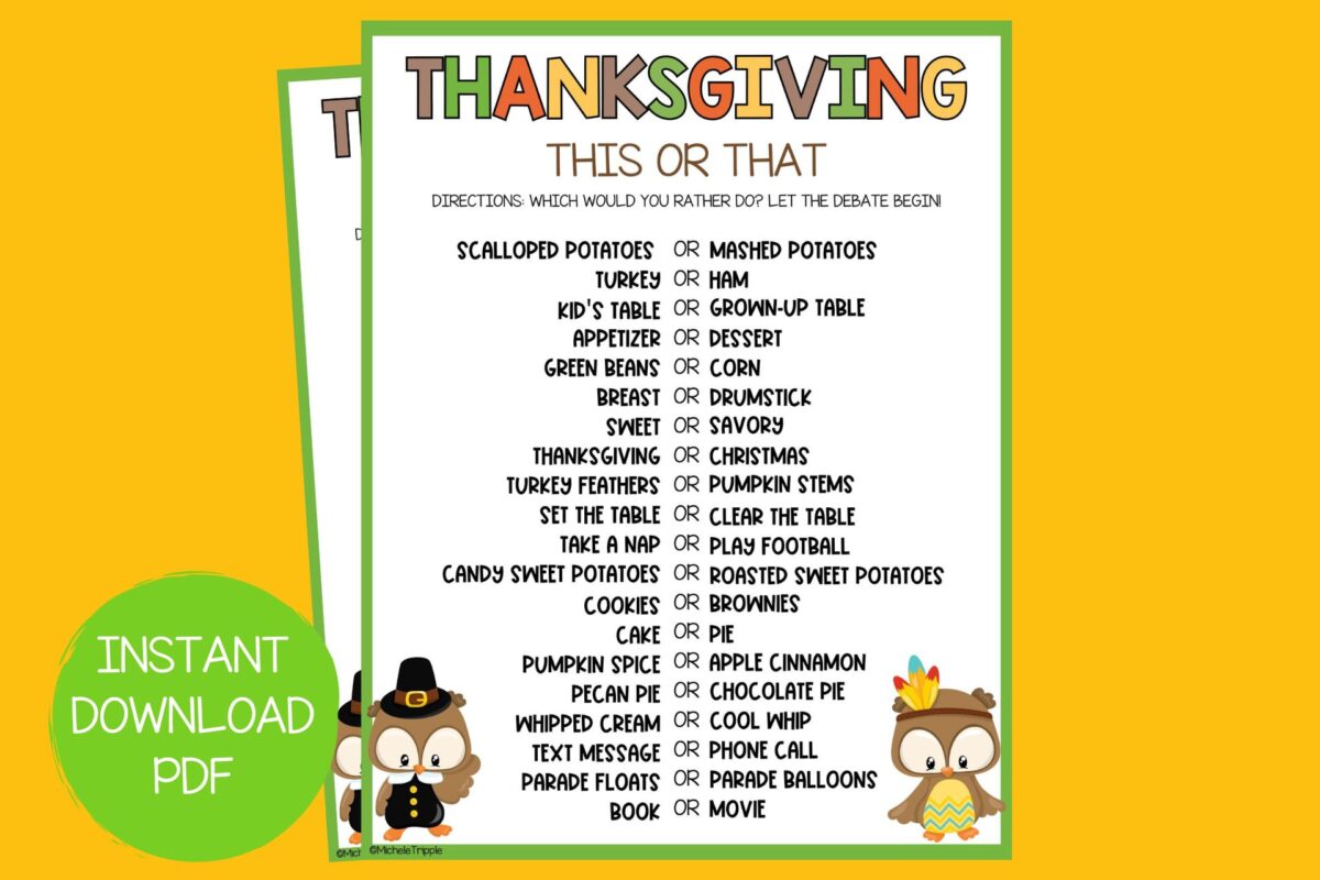 50 Thanksgiving This or That Questions