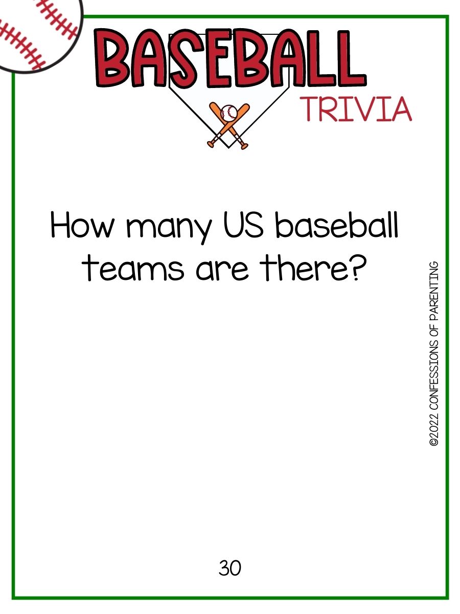 50 All-Star Baseball Trivia Questions - Confessions of Parenting- Fun ...