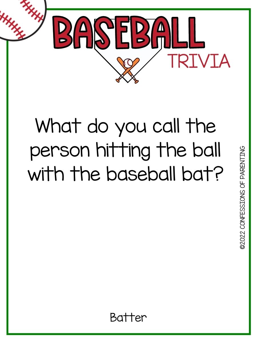 50 All-Star Baseball Trivia Questions - Confessions of Parenting- Fun ...