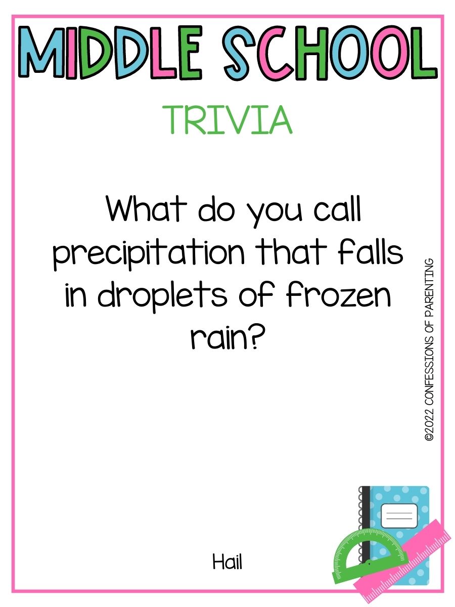 50 Middle School Trivia Questions - Confessions of Parenting- Fun Games ...