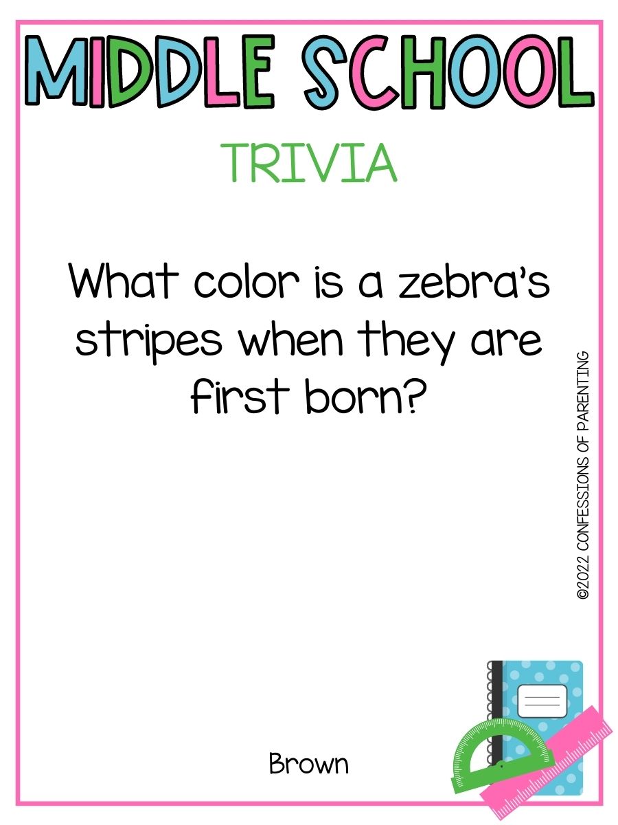 50 Middle School Trivia Questions