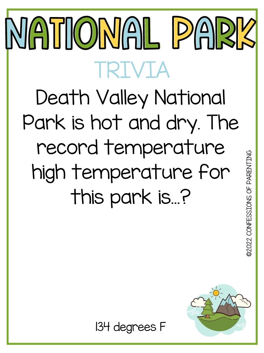 100 National Park Trivia - Confessions of Parenting- Fun Games, Jokes ...