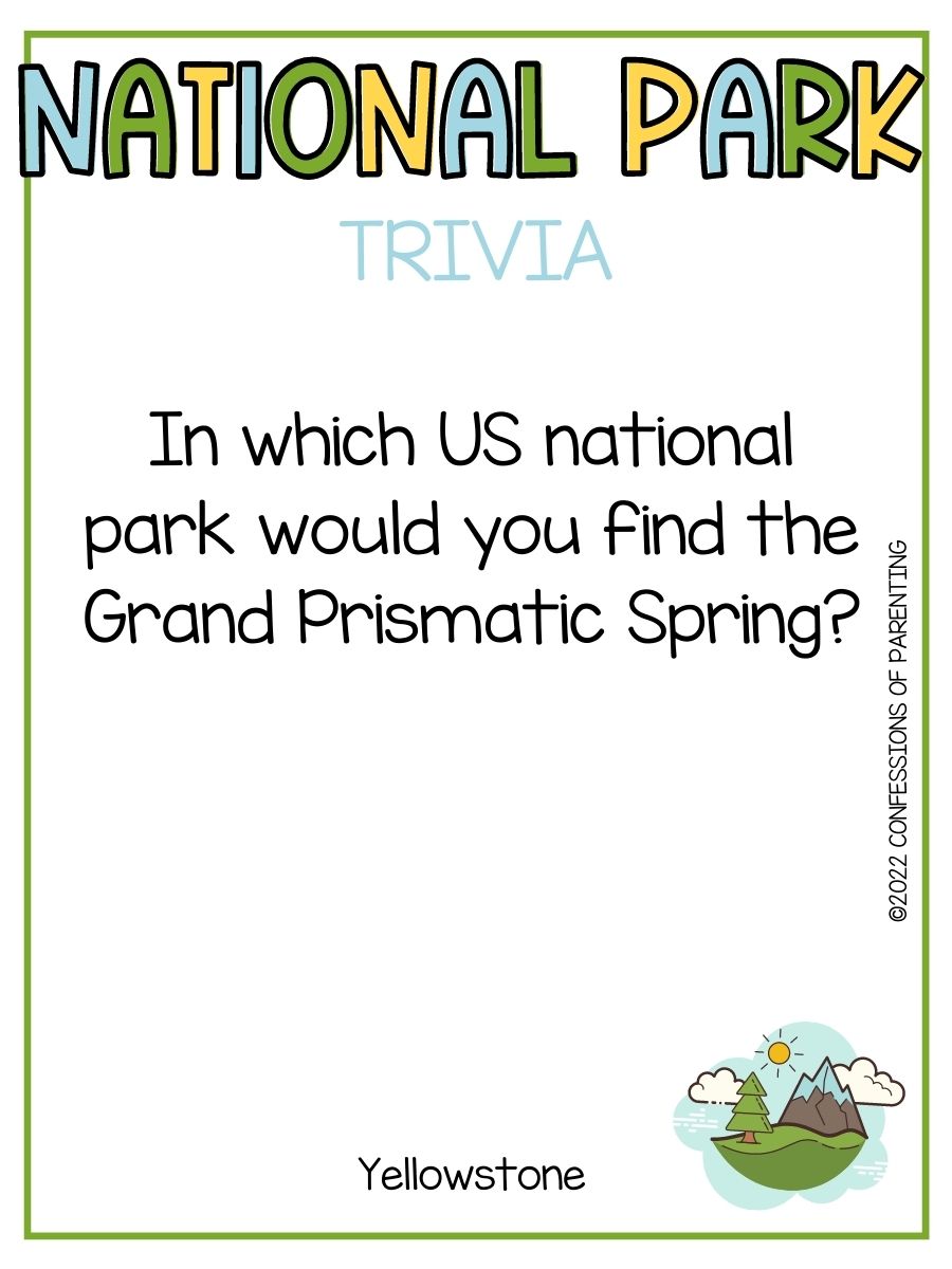 100 National Park Trivia - Confessions of Parenting- Fun Games, Jokes ...