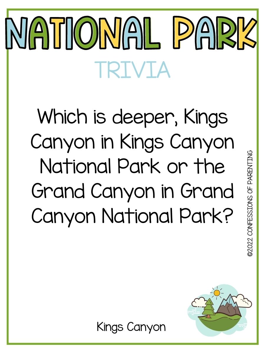 100 National Park Trivia - Confessions of Parenting- Fun Games, Jokes ...