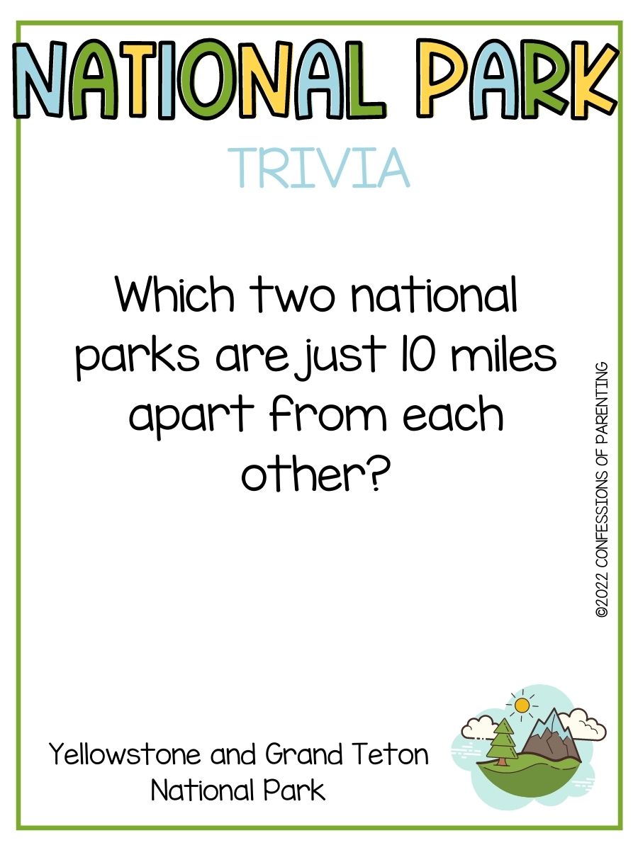 100 National Park Trivia - Confessions of Parenting- Fun Games, Jokes ...