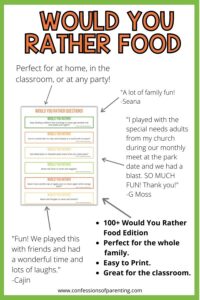 100 Best Would You Rather Food Questions + Printable Cards
