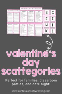 Valentine’s Day Scattergories (Free Printable Game for Kids & Families)