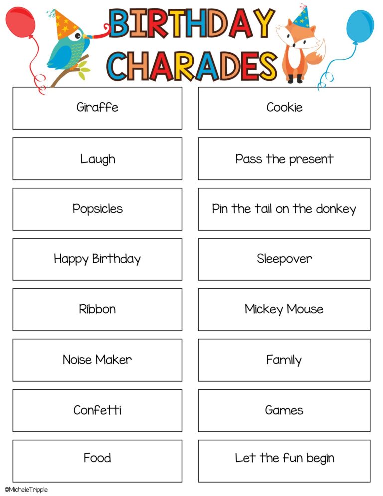 95 Birthday Charades Ideas Plus Printable Ideas
