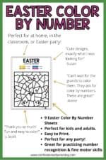 9 Easter Color By Number Sheets