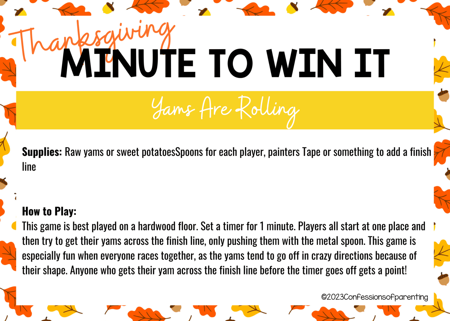 24 Festive Thanksgiving Minute to Win It Games