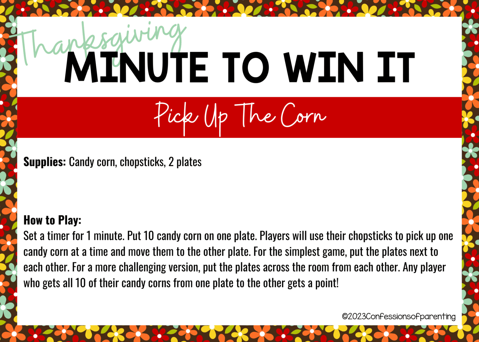 24 Festive Thanksgiving Minute to Win It Games