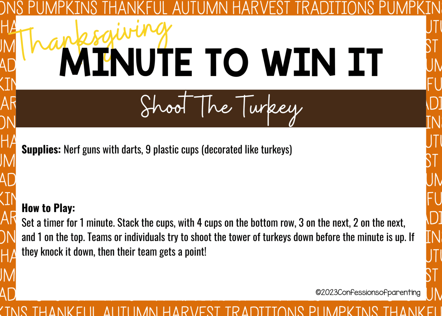 24 Festive Thanksgiving Minute to Win It Games