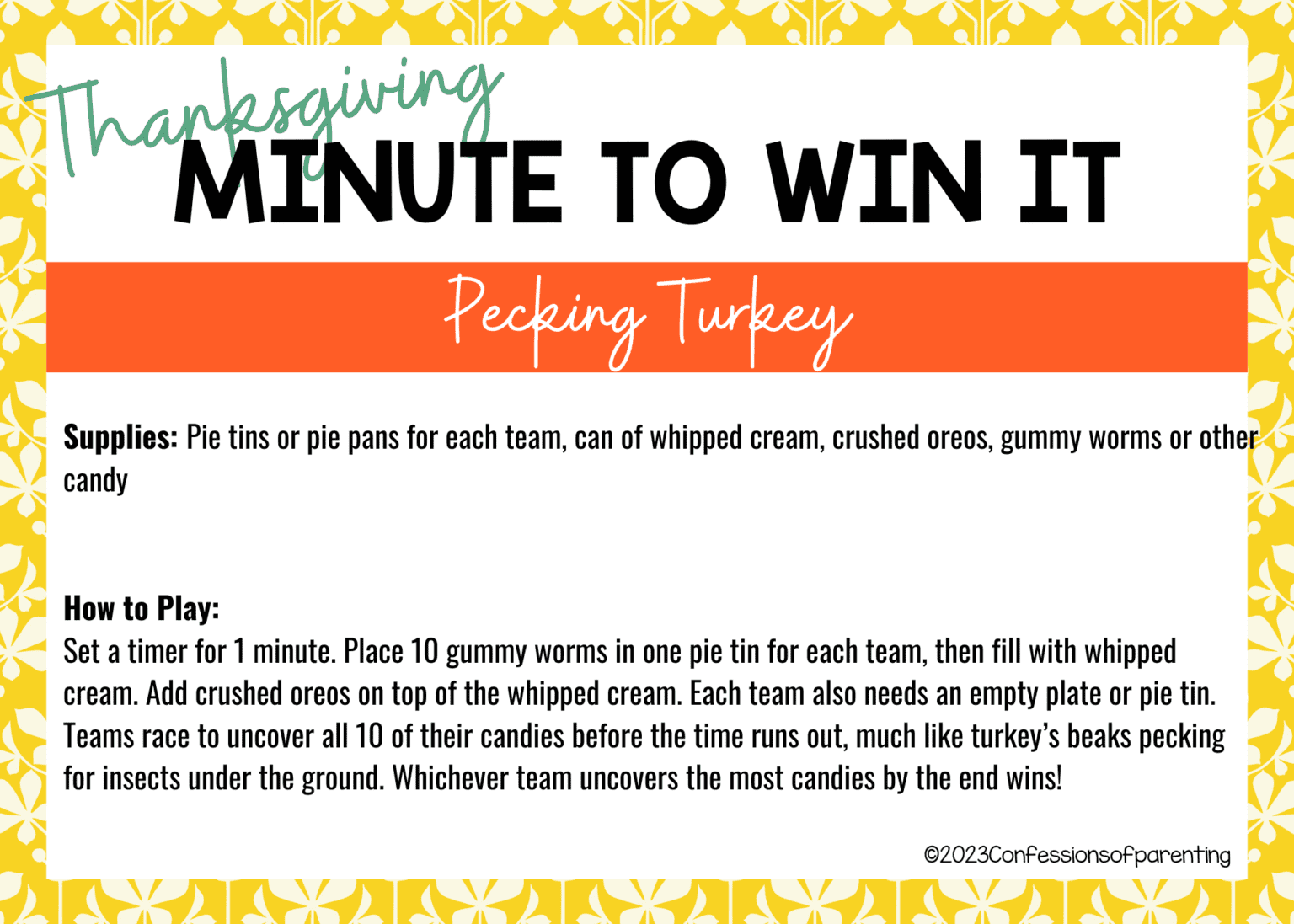 24 Festive Thanksgiving Minute to Win It Games