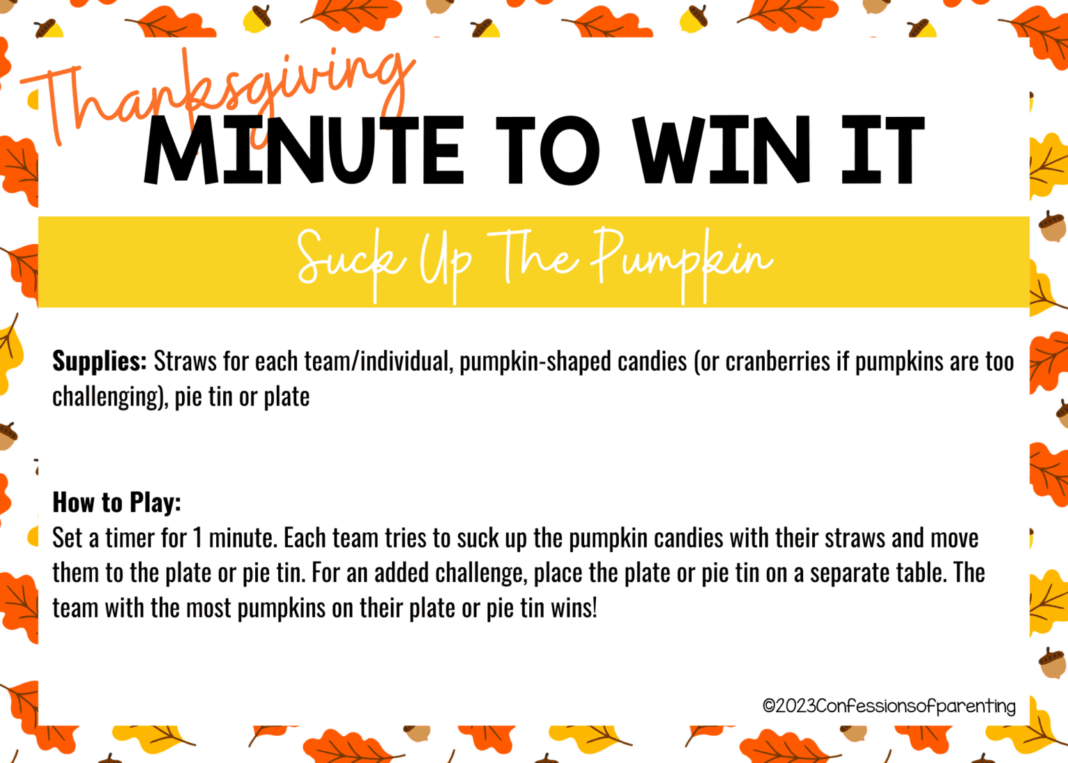 24 Festive Thanksgiving Minute to Win It Games