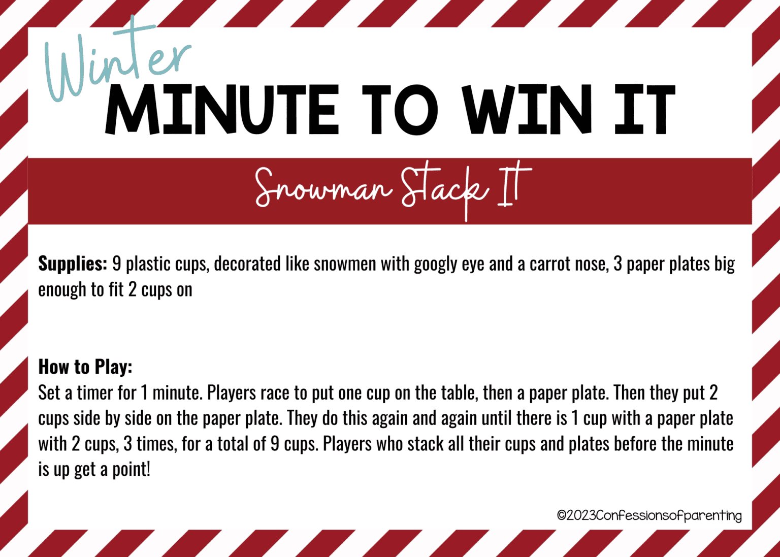 23 Winter Minute to Win It Games
