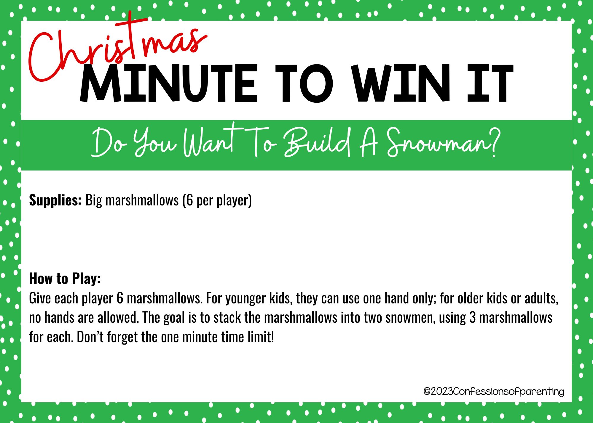 27 Festive Christmas Minute to Win It Games