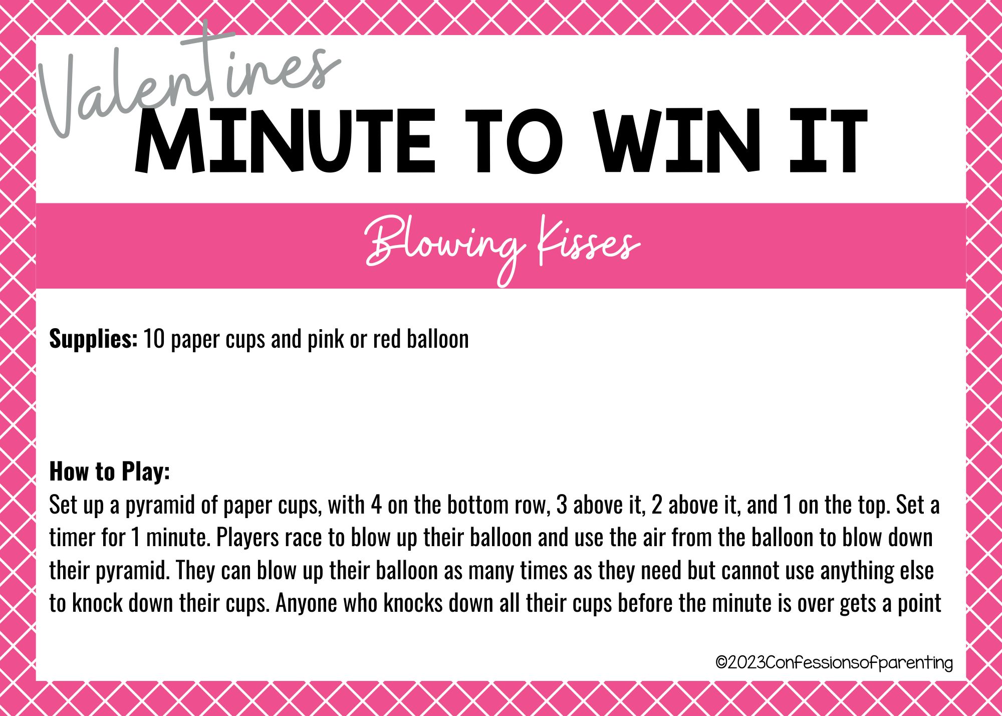 22 Valentine's Day Minute to Win It Games [Printable Cards]