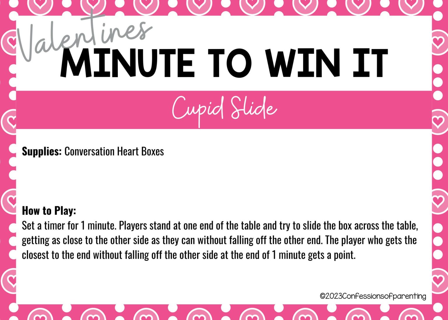 22 Valentine's Day Minute to Win It Games [Printable Cards]