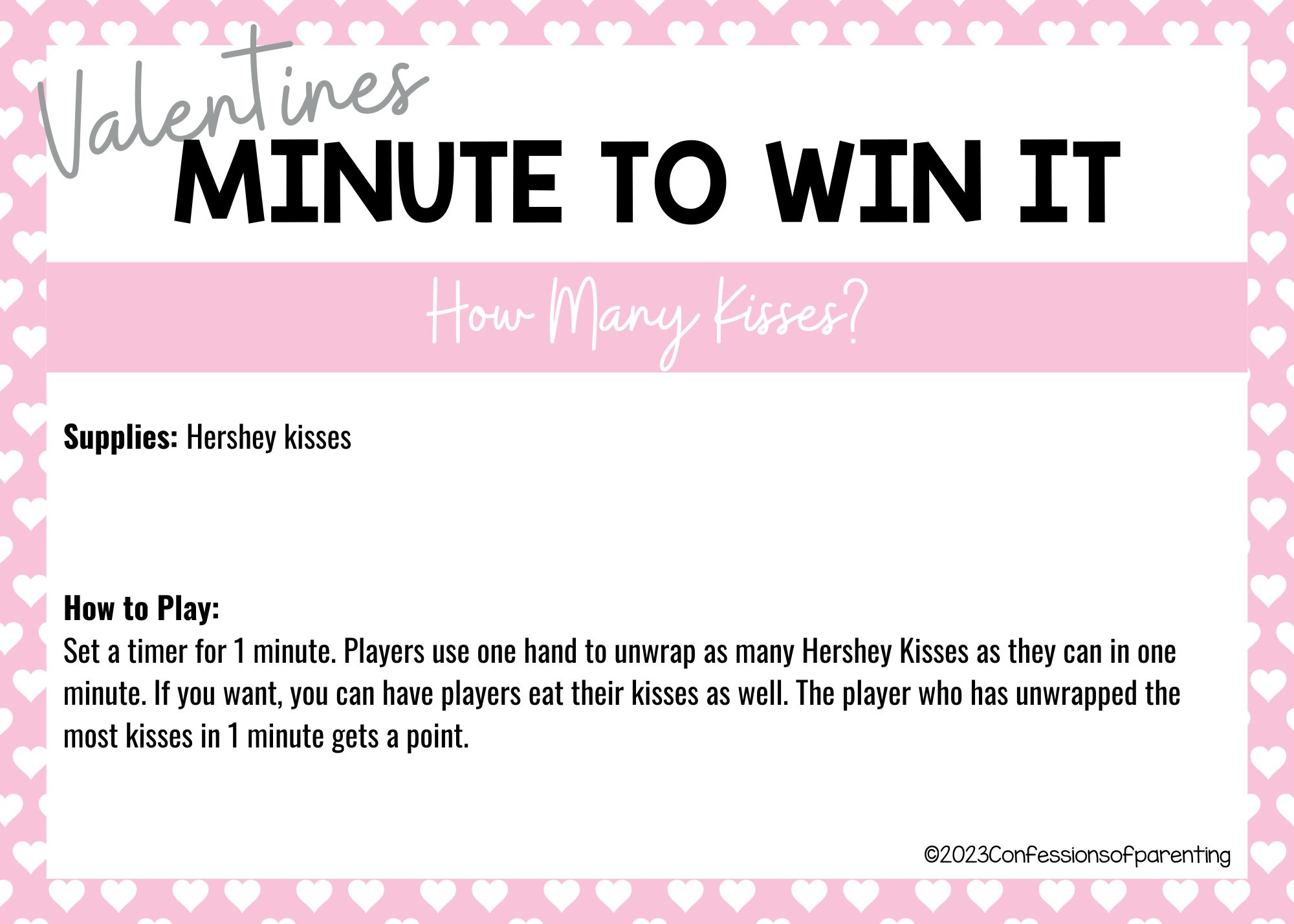 22 Valentine's Day Minute to Win It Games [Printable Cards]