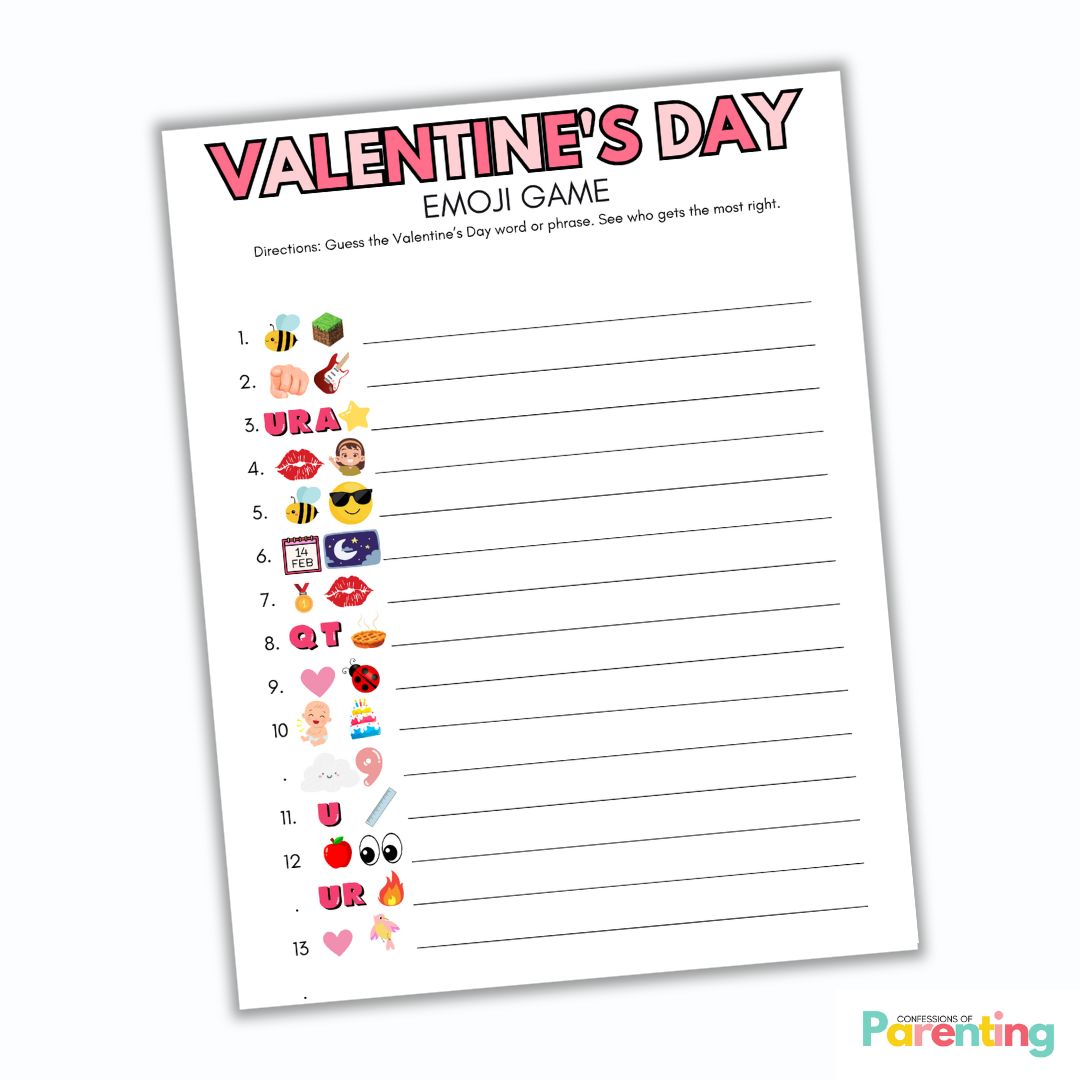 Fun & Free Valentine's Day Emoji Game Printable