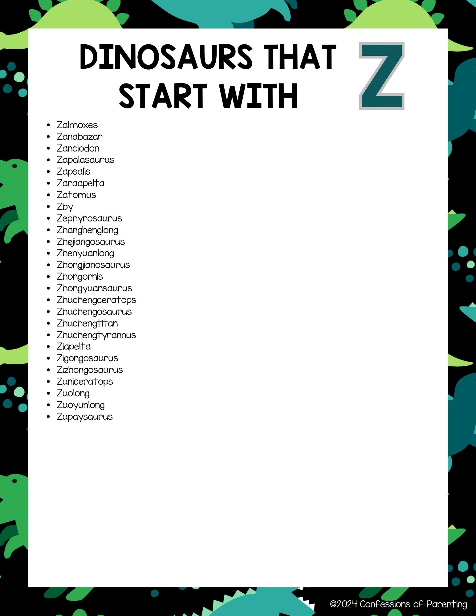 Complete List of Dinosaurs That Start With Z Plus Fun Facts