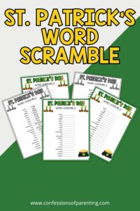 Free St. Patrick's Day Word Scramble Printable