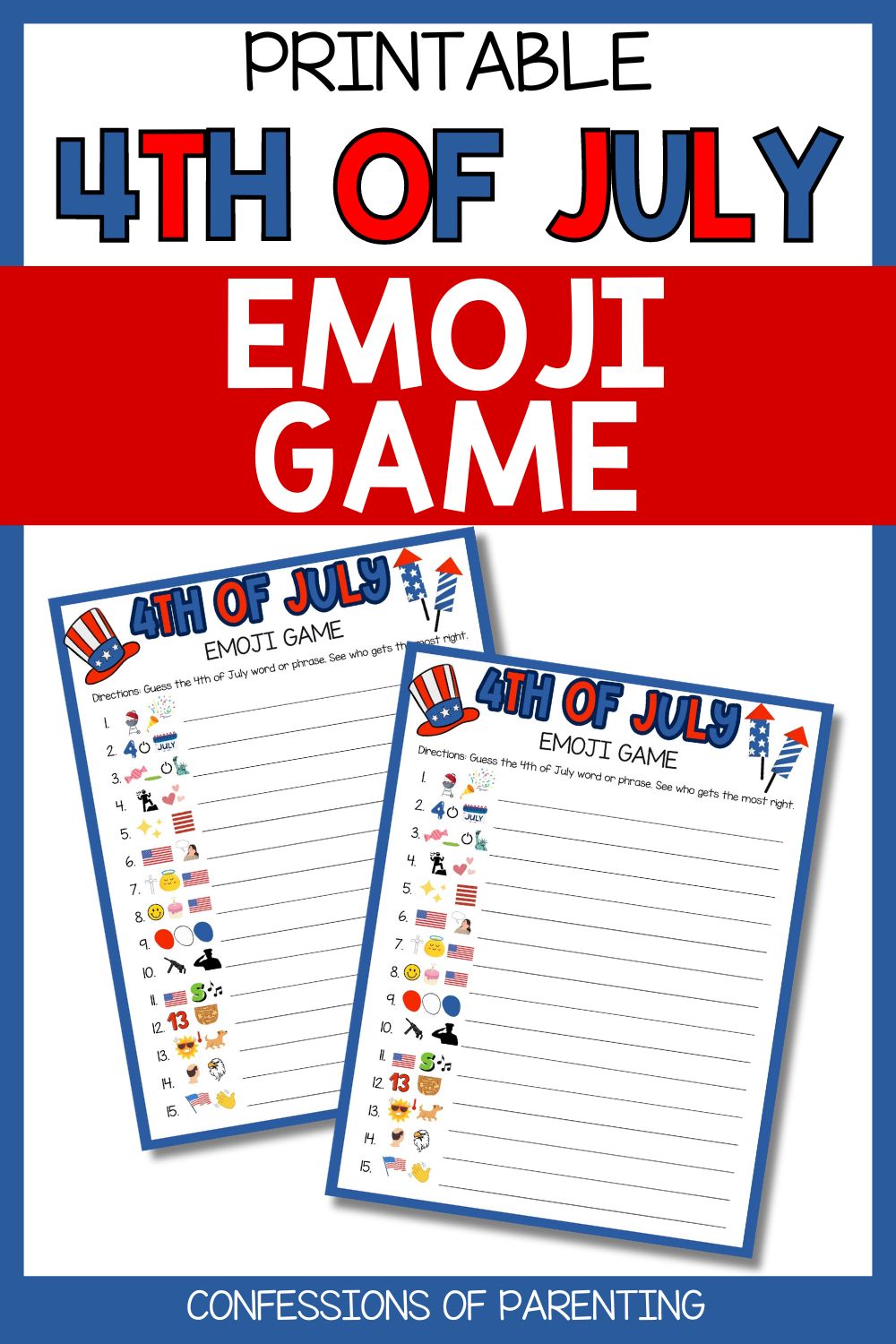 Fun 4th of July Emoji Game [Free Printable] for Families